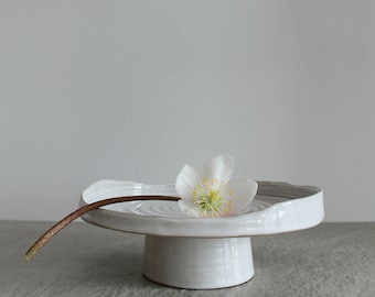 Cake Stand Handmade Ceramic Serving Stand Serving Stand White Stoneware ...