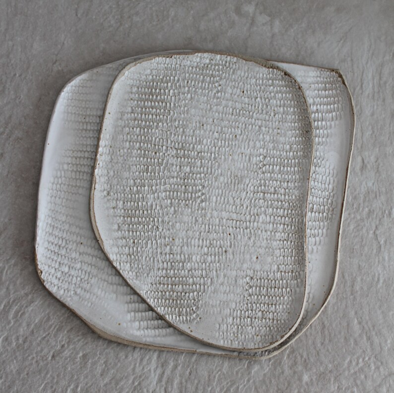 Rustic White Ceramic Dinner Plate: Handmade Stoneware Serving Plate - Etsy