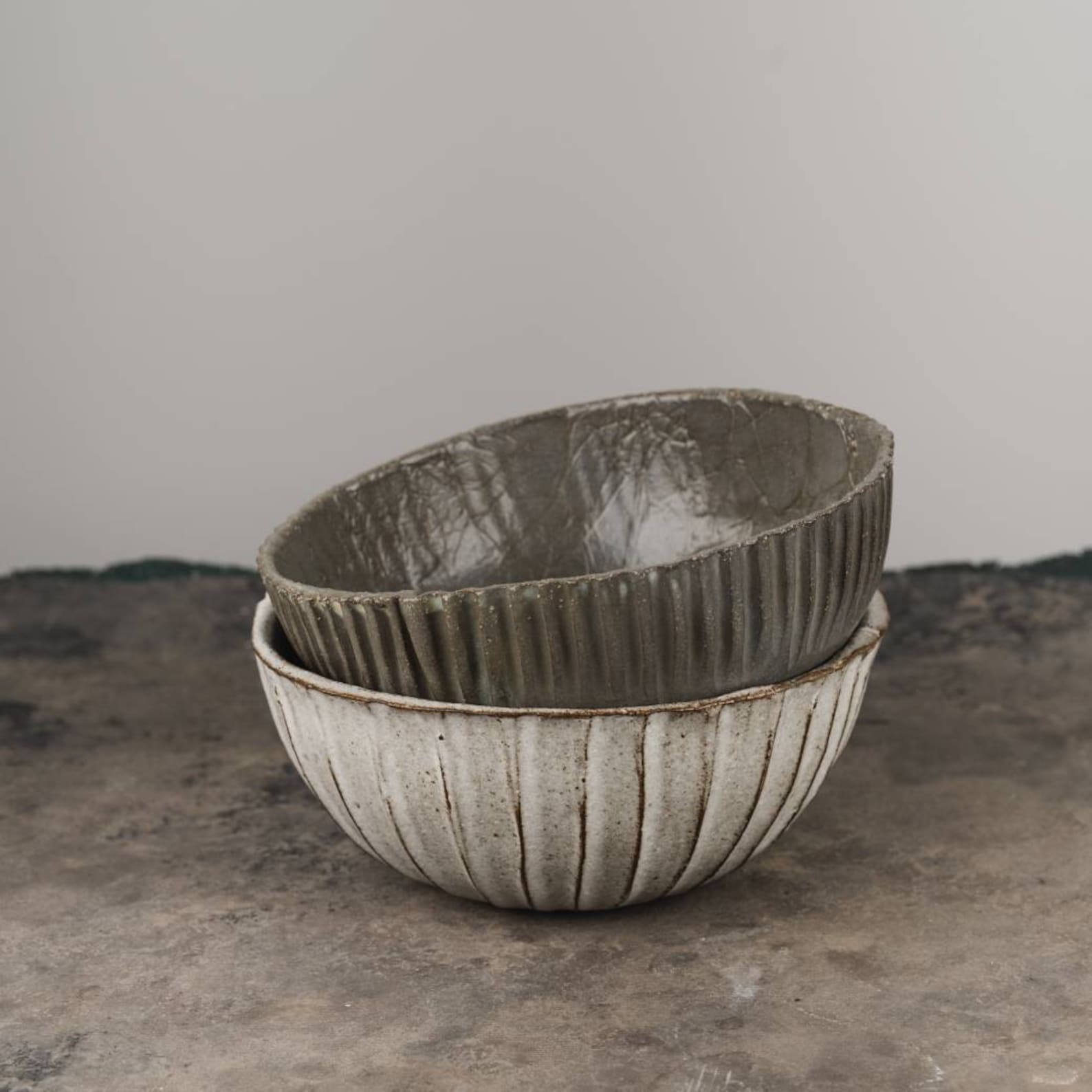 Handmade Stoneware Bowl: Green & White Ceramic Pottery - Etsy