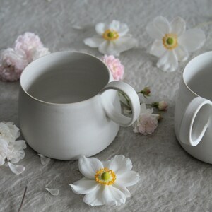 White Matte Pottery Coffee Mug Pattern Handmade Stoneware Mug Coffee ...