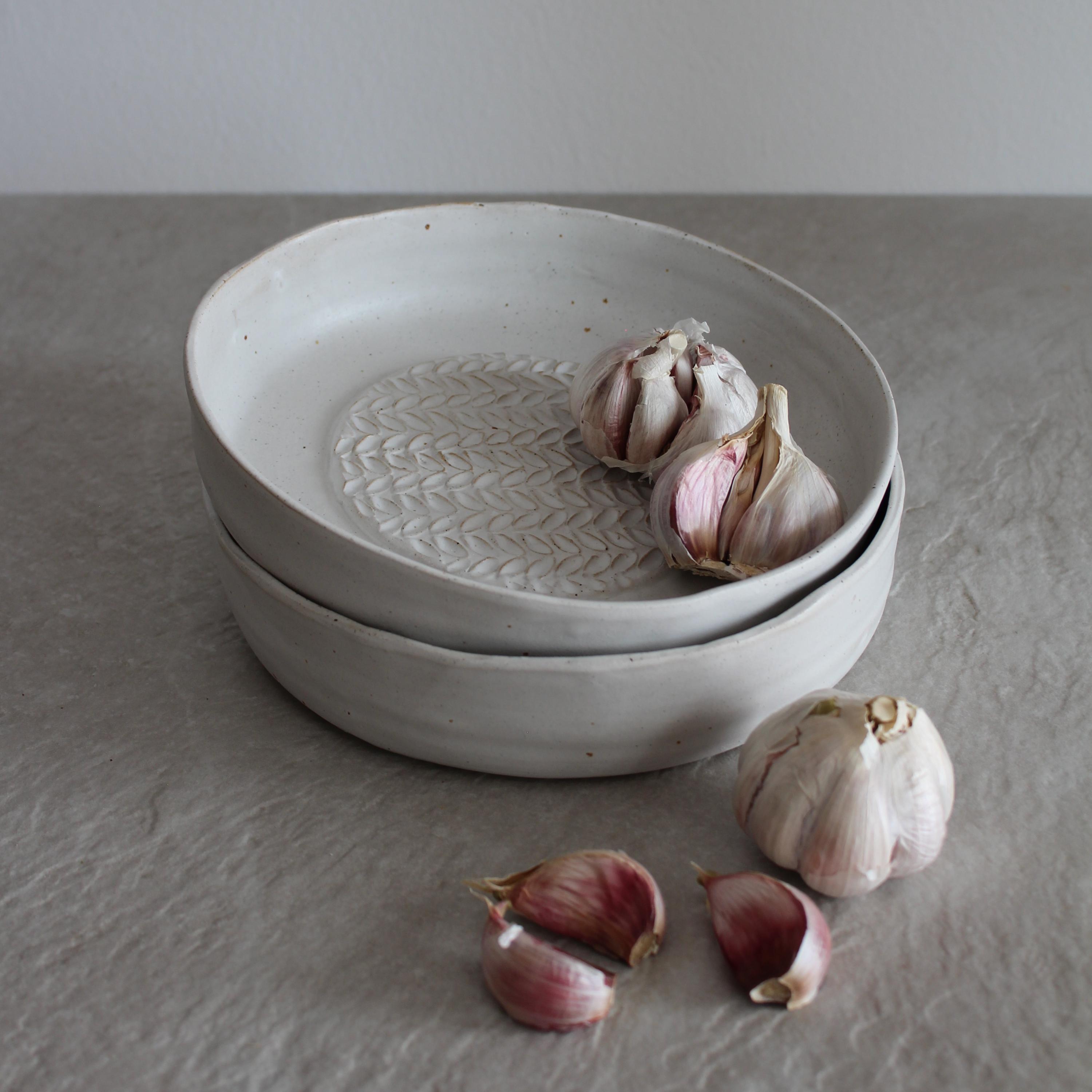 Handmade White Pottery Garlic Grater Plate: Spoon Rest, Serving Bowl - Etsy