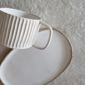 Shine White Pottery Coffee Cup Pattern Handmade Stoneware Cup Coffee ...