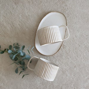 Shine White Pottery Coffee Cup Pattern Handmade Stoneware Cup Coffee ...