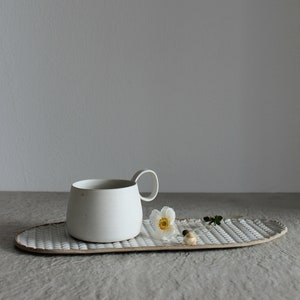 White Matte Pottery Coffee Mug Pattern Handmade Stoneware Mug Coffee ...