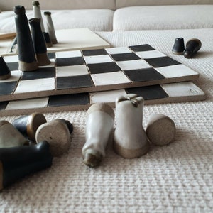 Artisan Ceramic Chess Table Board Game Felt Pouch Handmade - Etsy