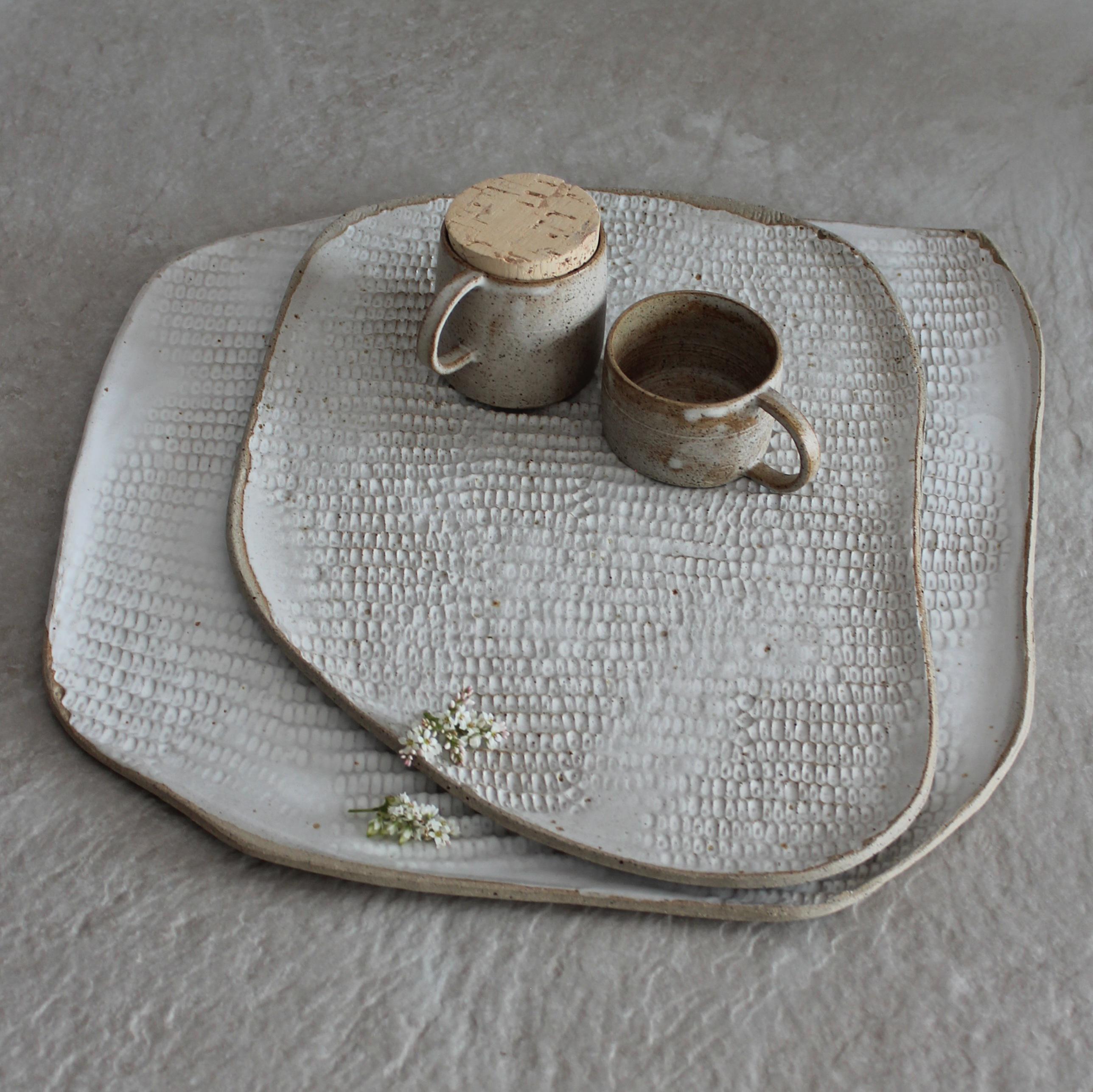 Rustic White Ceramic Dinner Plate: Handmade Stoneware Serving Plate - Etsy