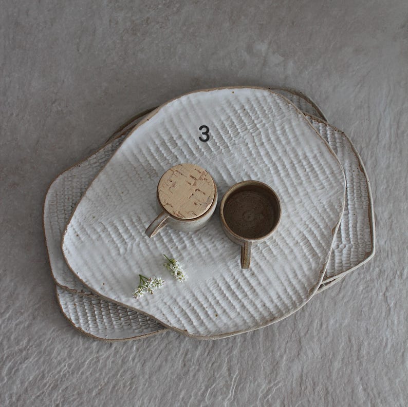 Rustic White Ceramic Dinner Plate: Handmade Stoneware Serving Plate - Etsy