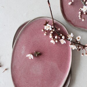 Oval Ceramic Plate Pottery Light Pink Dessert Cake Salad Serving Plate ...