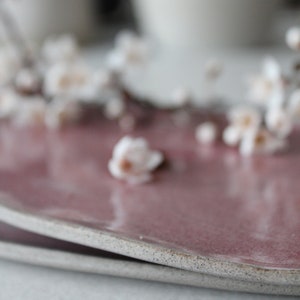 Oval Ceramic Plate Pottery Light Pink Dessert Cake Salad Serving Plate ...