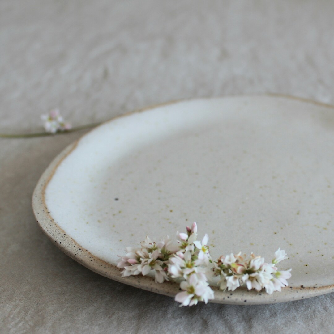 Handmade White Ceramic Plate: Rustic Stoneware Dessert Plate - Etsy