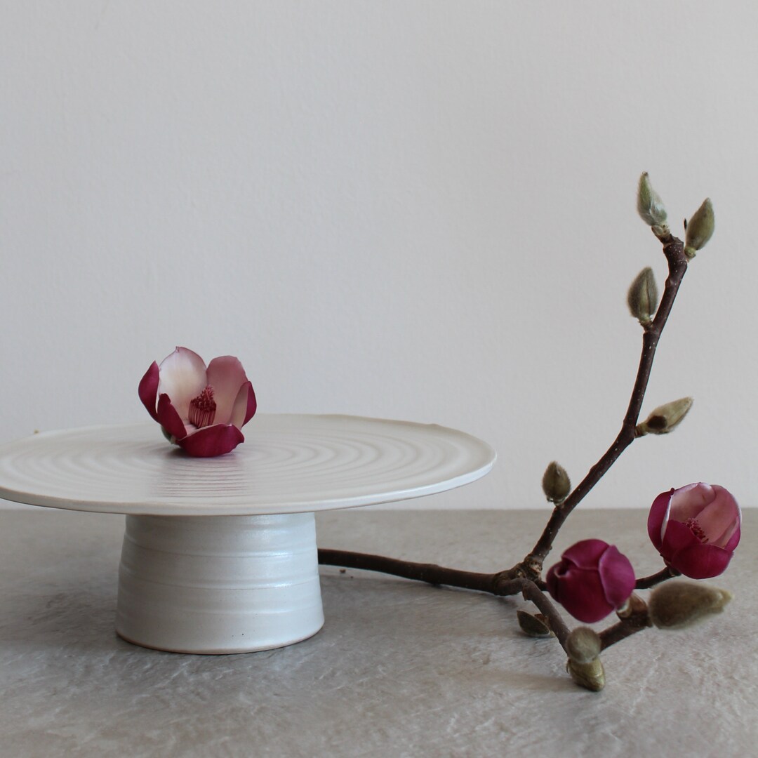 Matte White Cake Stand Handmade Ceramic Serving Stand Serving Stand ...