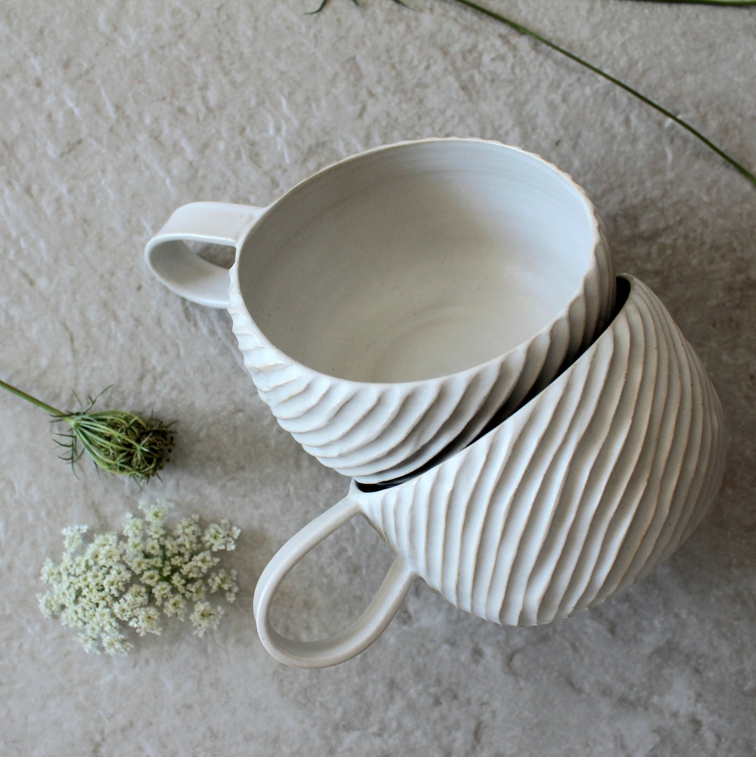 White Pottery Coffee Cup Pattern Handmade Stoneware Cup Coffee Lover ...