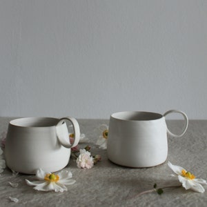 White Matte Pottery Coffee Mug Pattern Handmade Stoneware Mug Coffee ...