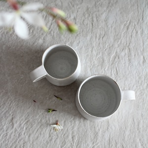 White Matte Pottery Coffee Mug Pattern Handmade Stoneware Mug Coffee ...