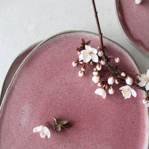 Oval Ceramic Plate Pottery Light Pink Dessert Cake Salad Serving Plate ...