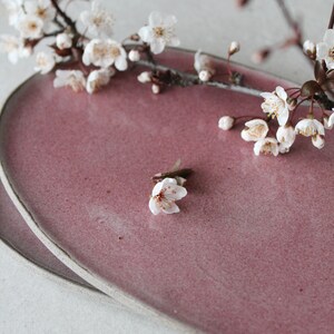 Oval Ceramic Plate Pottery Light Pink Dessert Cake Salad Serving Plate ...