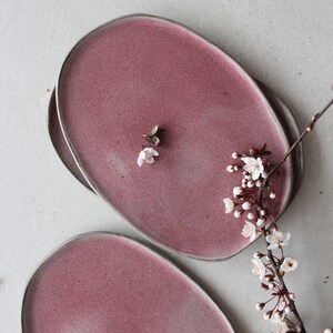 Oval Ceramic Plate Pottery Light Pink Dessert Cake Salad Serving Plate ...
