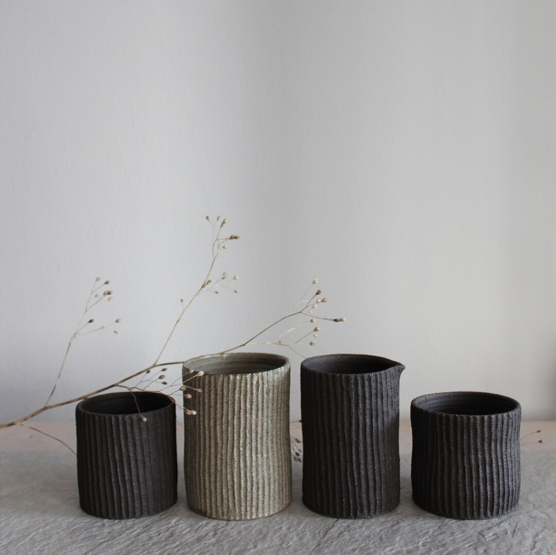 Ceramic Utensil Holder/jag Rustic Pottery Brush Holder Toothbrush ...