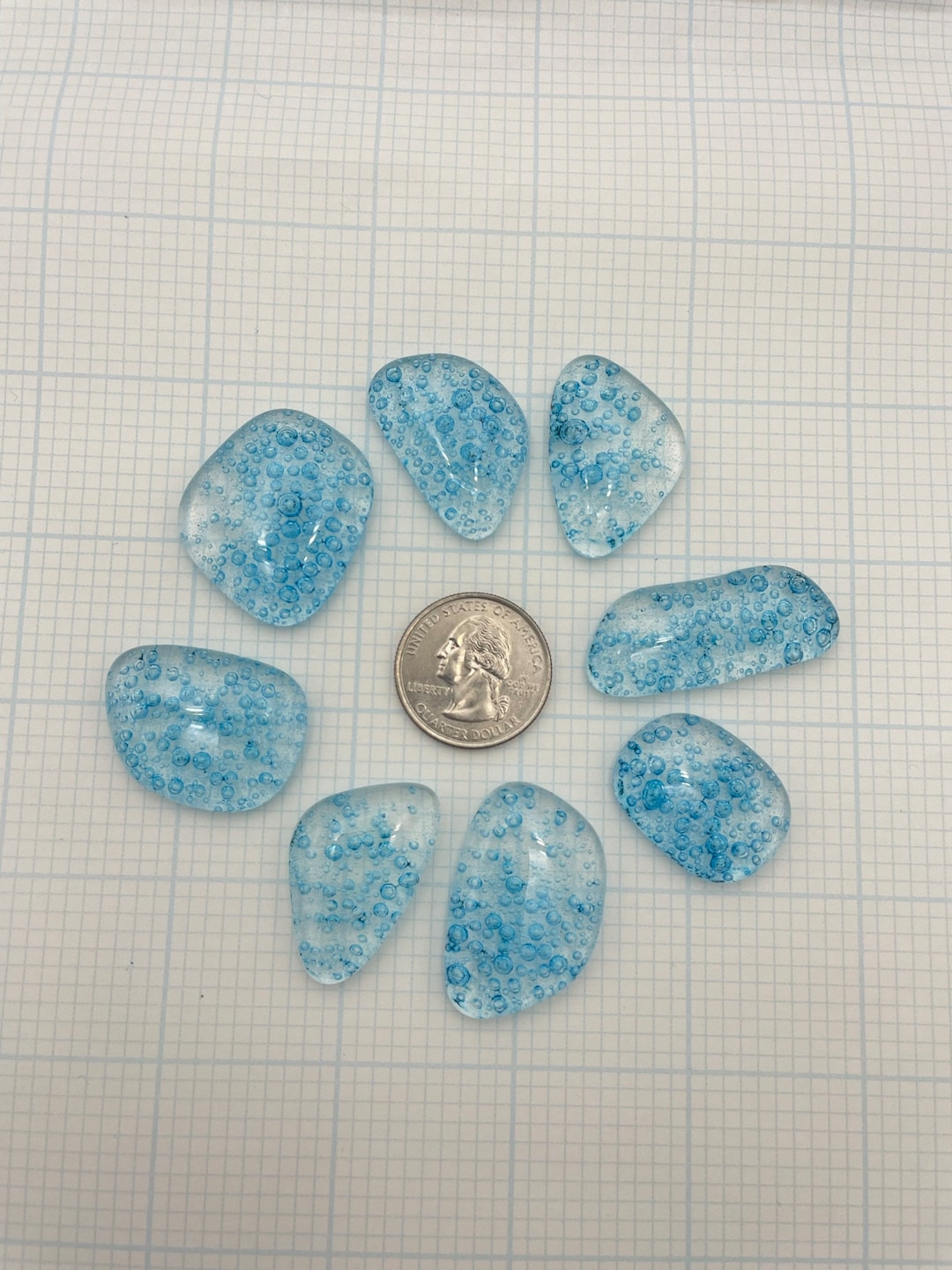 Eight MEDIUM Fused Glass Bubble Cabochons (free US Shipping!) PACK F - Etsy