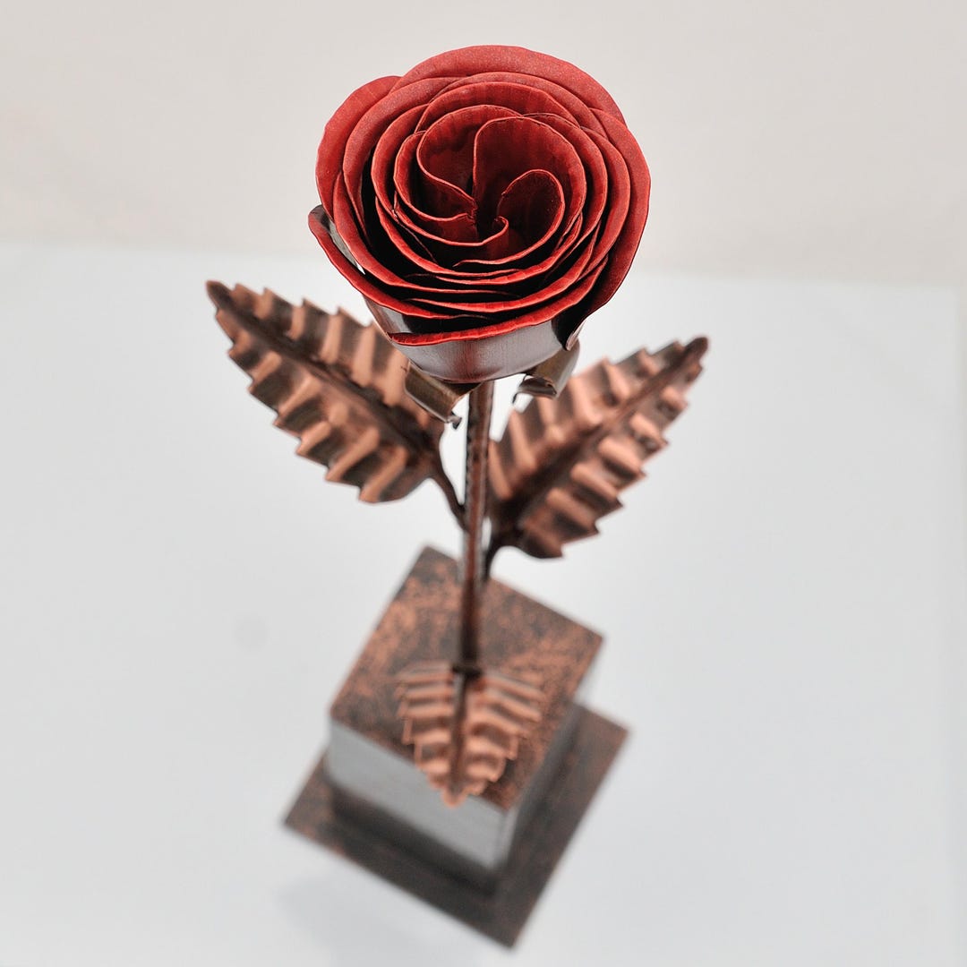 Hand-forged Bronze Rose Sculpture – 8th Anniversary Gift With Stand - Etsy