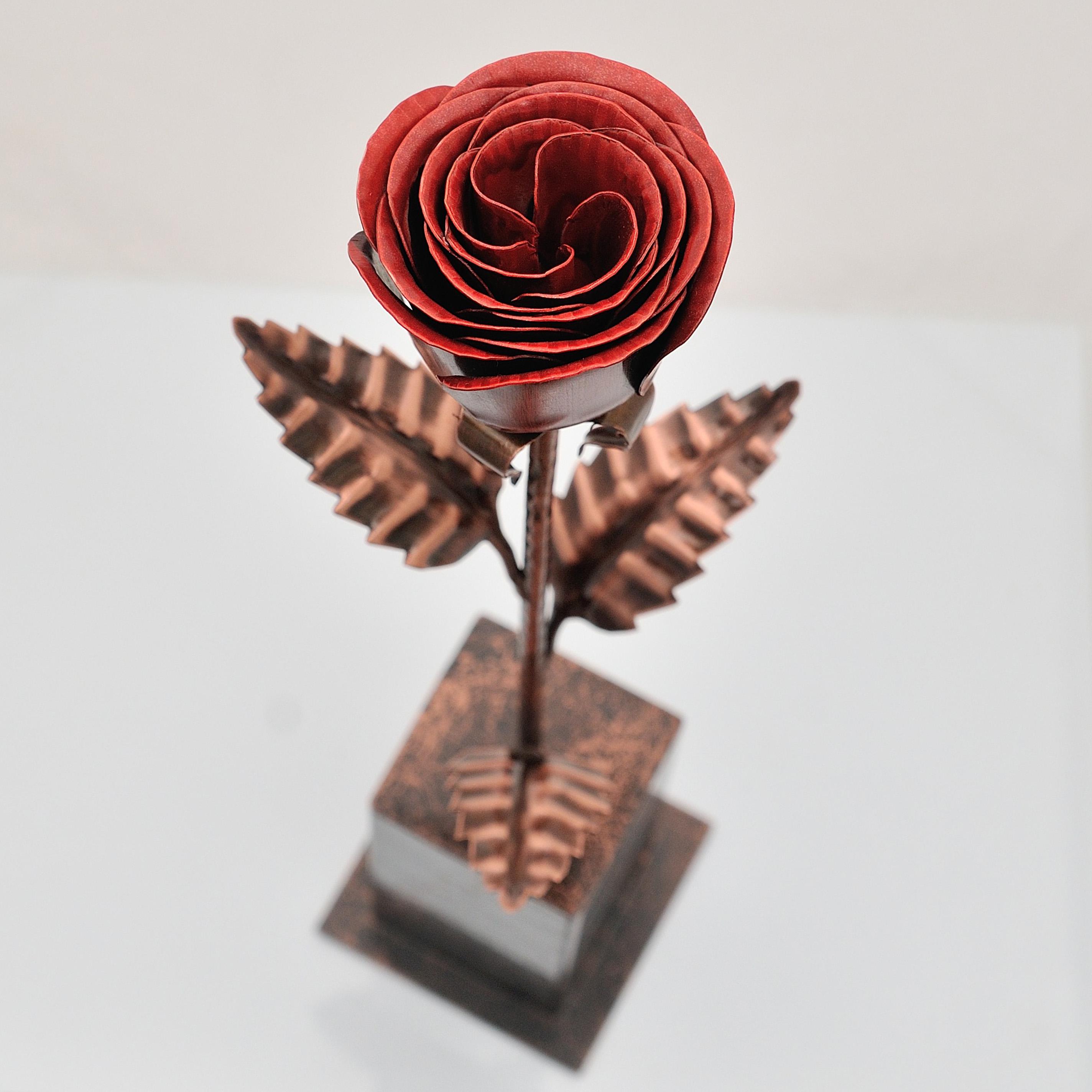 Hand-forged Bronze Rose Sculpture – 8th Anniversary Gift With Stand - Etsy