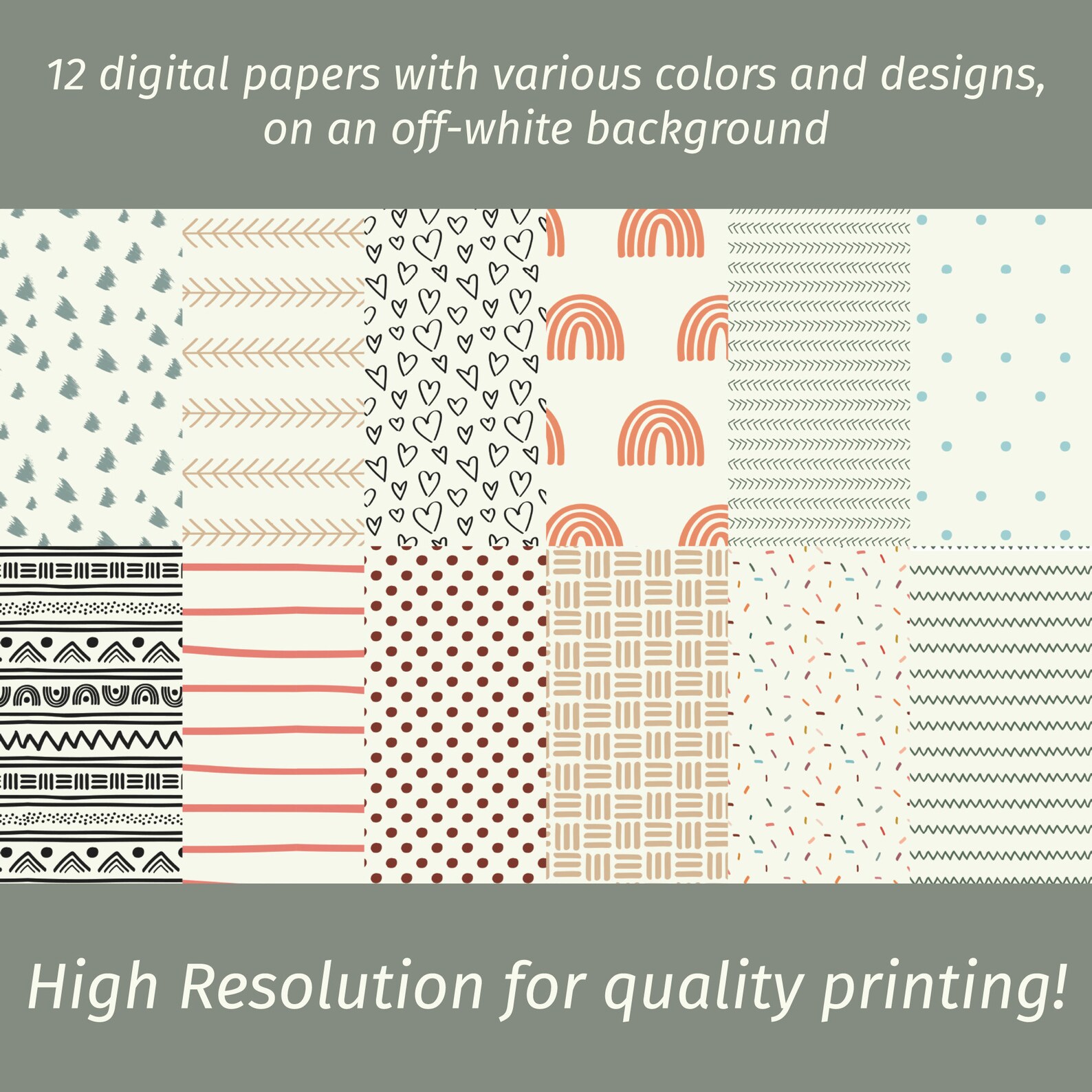 Boho Pattern Paper Pack Boho Chevron Paper Tribal Digital - Etsy