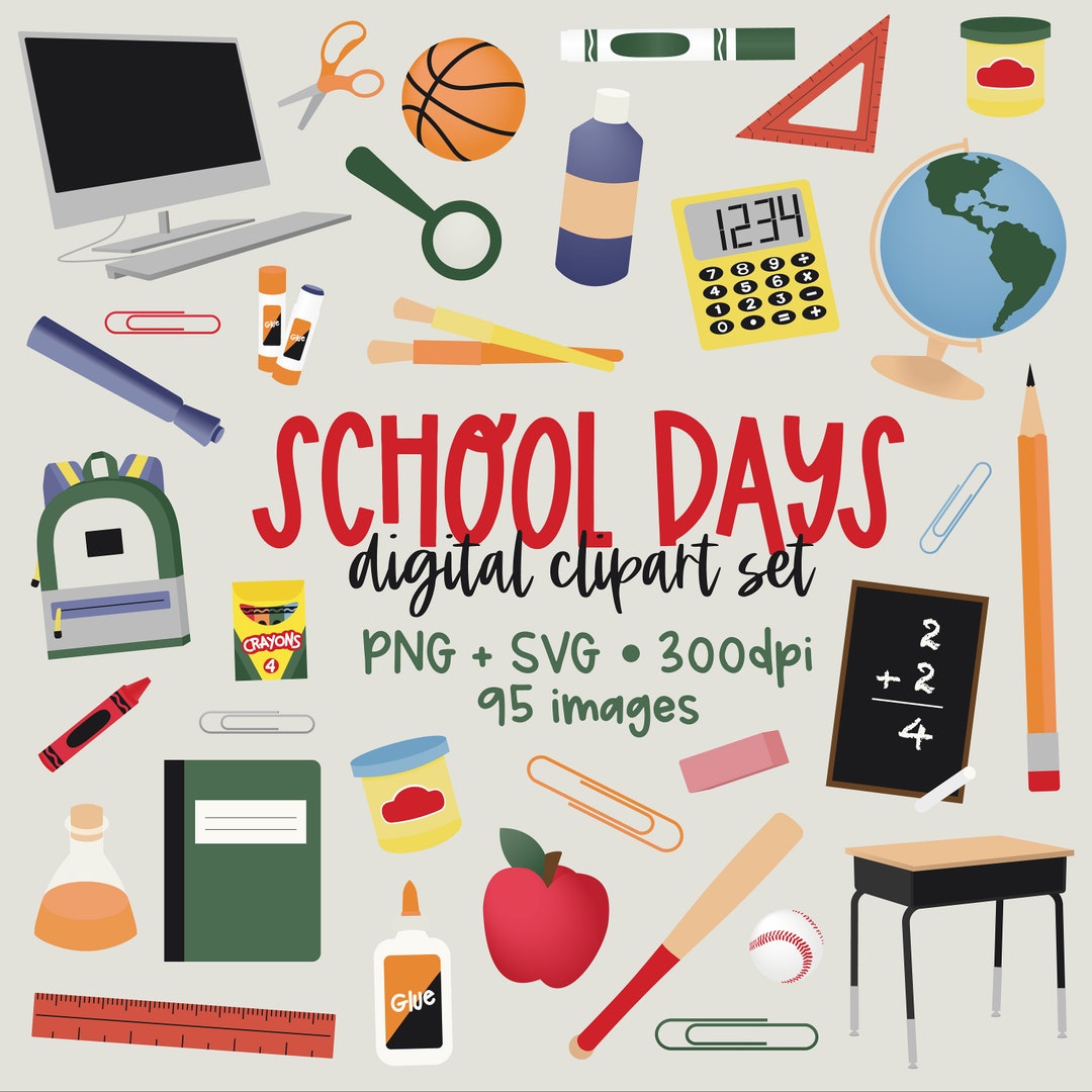 School Clipart Set | Vector Clipart | Back to School | Teacher Clipart ...