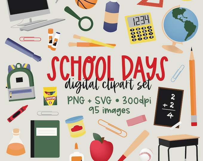 Teacher Clipart / School Clipart Set. School Kids and Cute Friendly ...