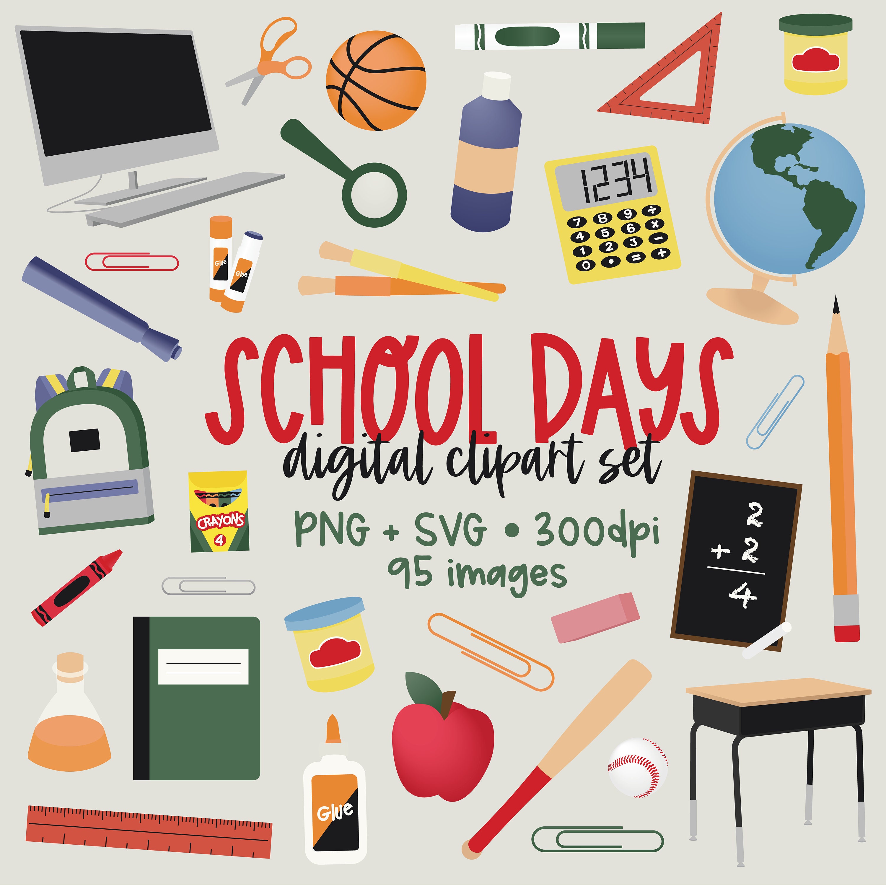 School Clipart Set | Vector Clipart | Back to School | Teacher Clipart ...
