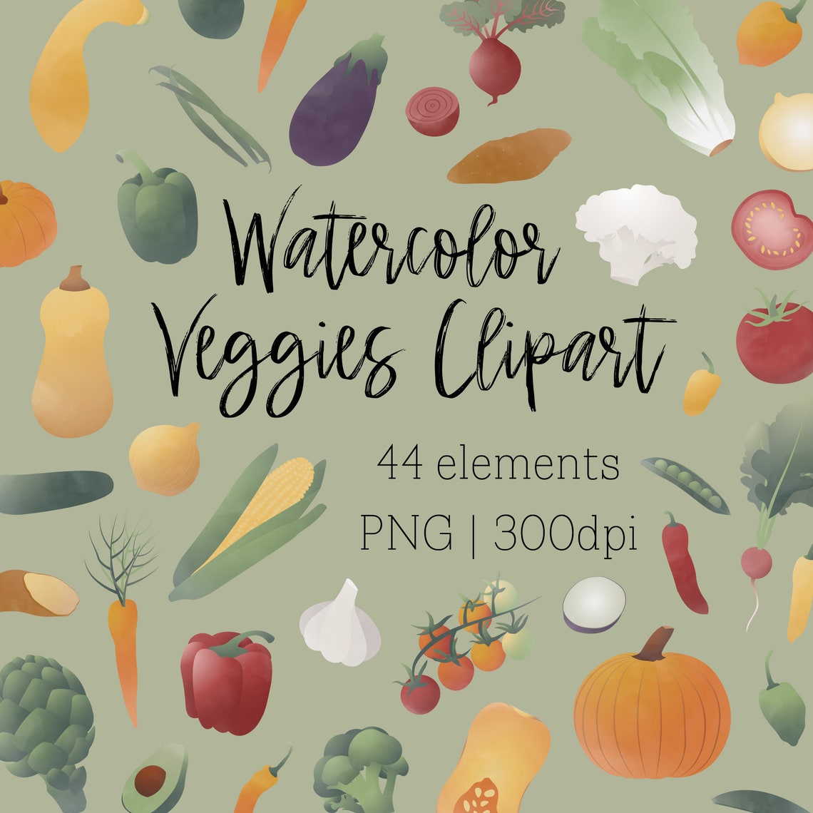 Watercolor Vegetable Clipart | Watercolor Gardening Clipart | Instant ...