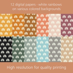 Rainbow Digital Paper Pack | Boho Rainbow Paper | Printable Rainbow ...