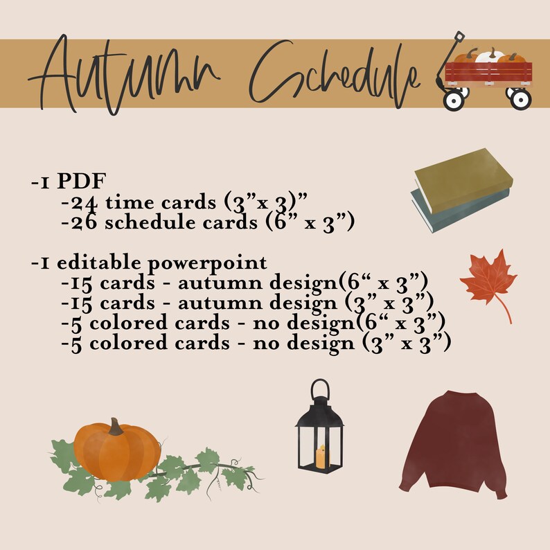 Daily Schedule Cards | Autumn Classroom Schedule | Fall Schedule ...