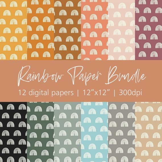 Rainbow Digital Paper Pack Boho Rainbow Paper Printable - Etsy