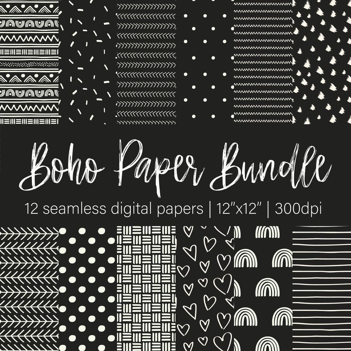 Boho Digital Paper Pack Seamless Digital Paper Instant Download ...