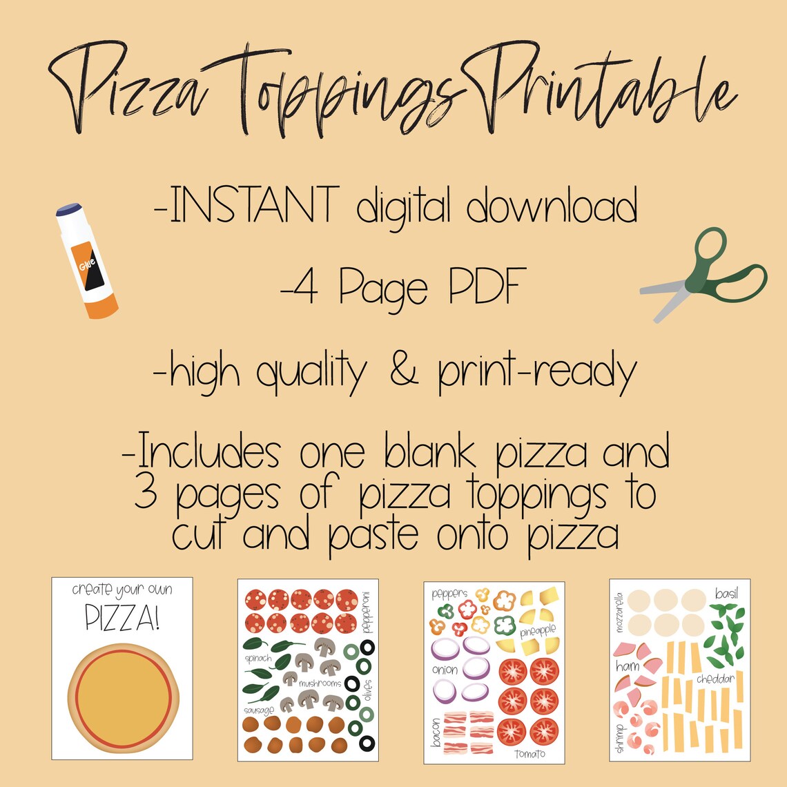 Printable Pizza Activity | Pizza Worksheet | Instant Download | Pizza ...