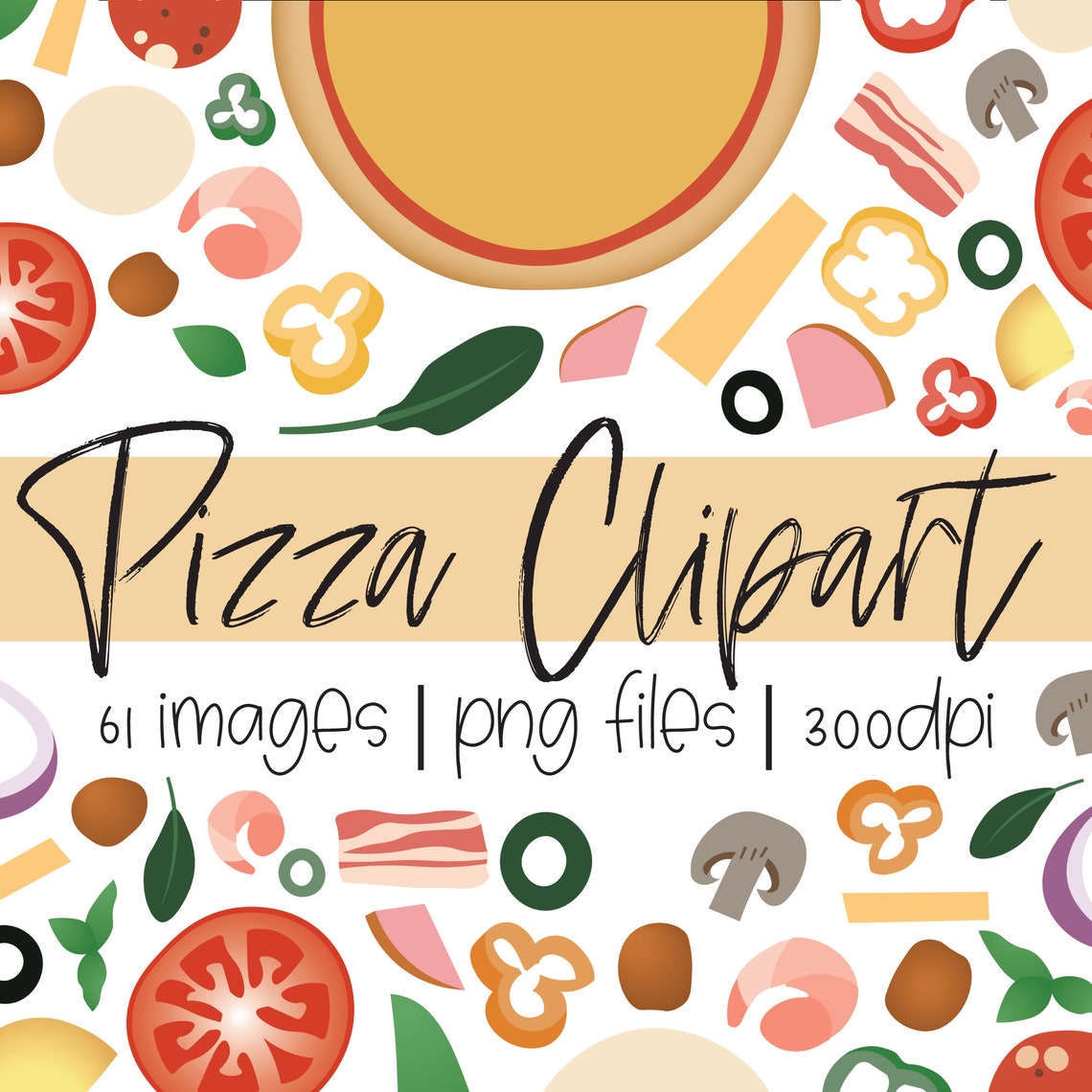 Pizza Toppings Clipart | Pizza Clipart Bundle | Instant Download ...