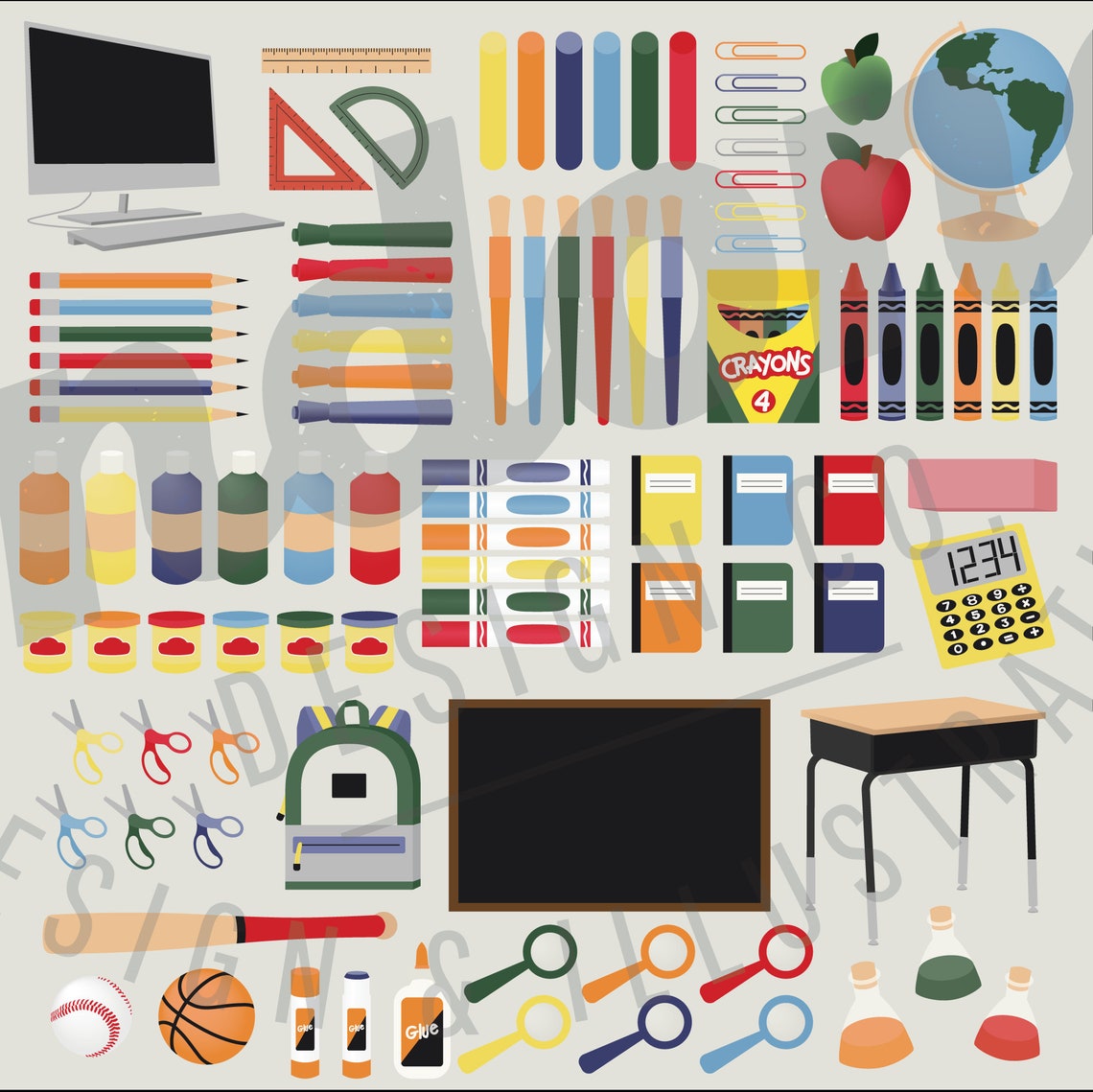 School Clipart Set | Vector Clipart | Back to School | Teacher Clipart ...