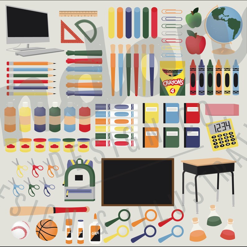 School Clipart Set | Vector Clipart | Back to School | Teacher Clipart ...