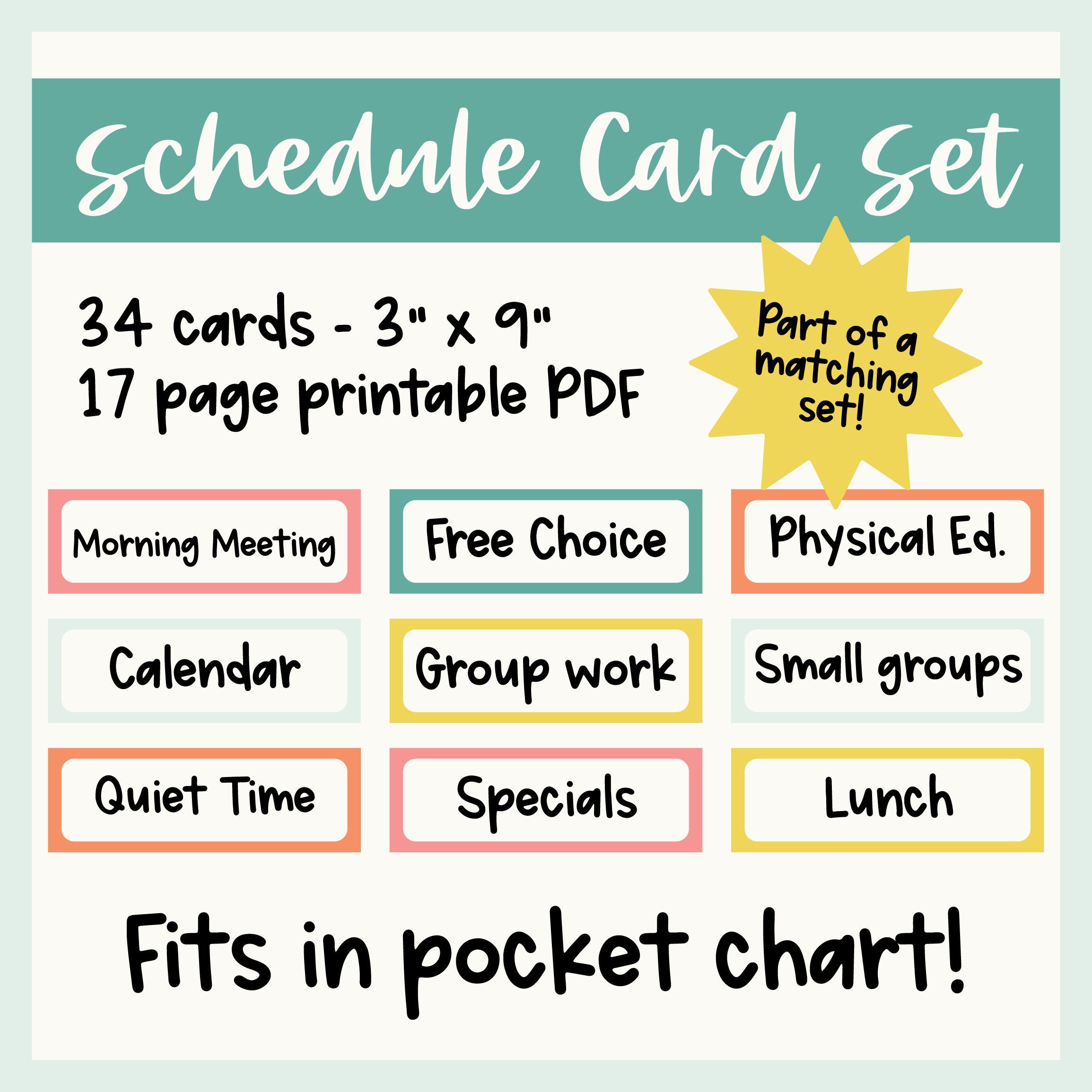 Daily Schedule Cards | Classroom Schedule | Printable Schedule Pocket ...