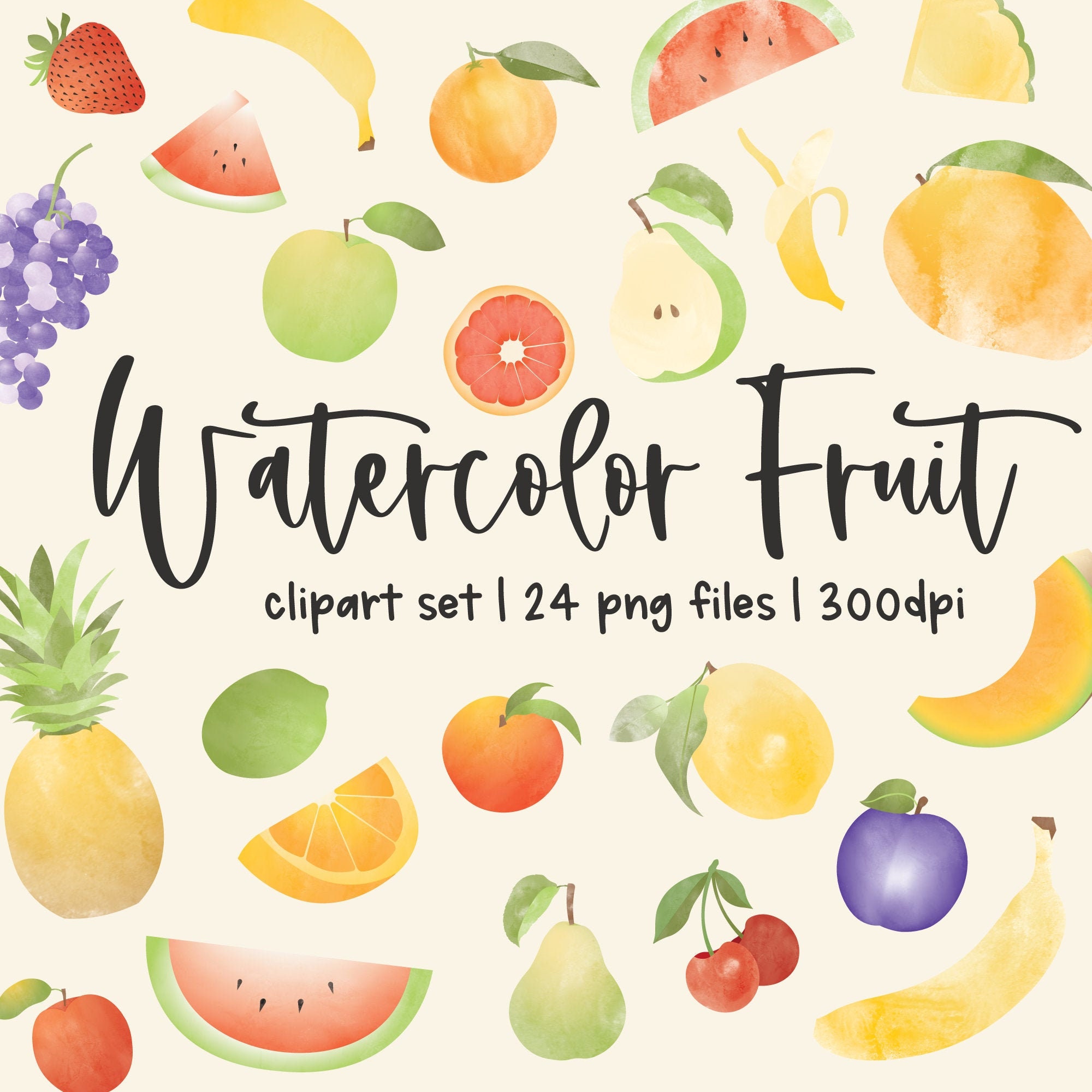 Watercolor Fruit Clipart | Watercolor Clipart Bundle | Instant Download ...