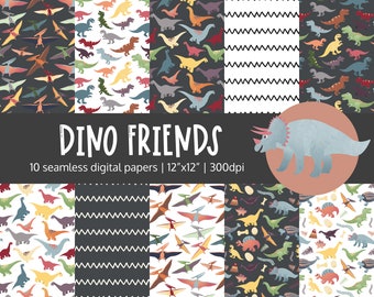 Dinosaur Digital Paper Pack Black and White Dino Paper - Etsy