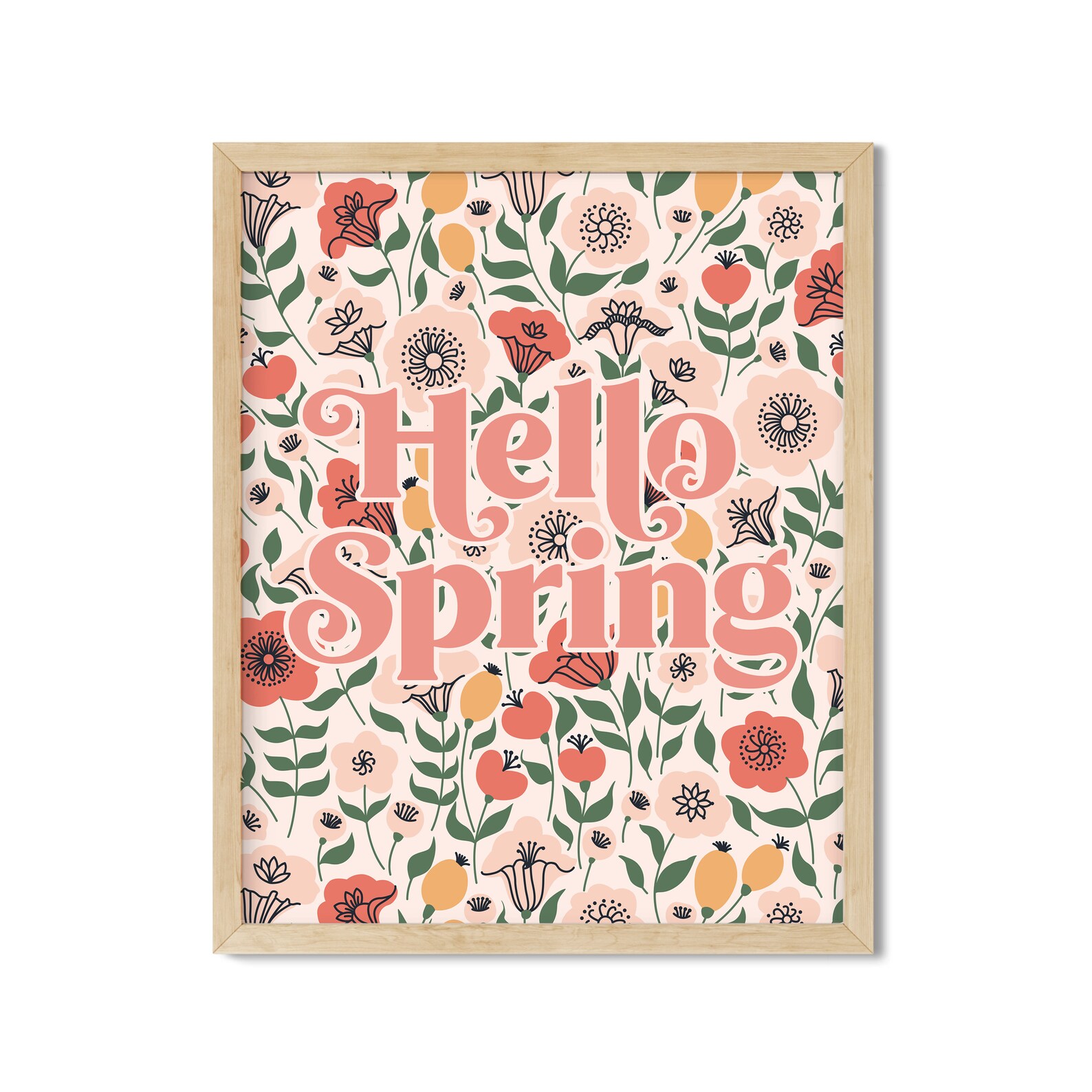 Hello Spring Printable Wall Art, Spring Decor, Spring Flowers Floral ...