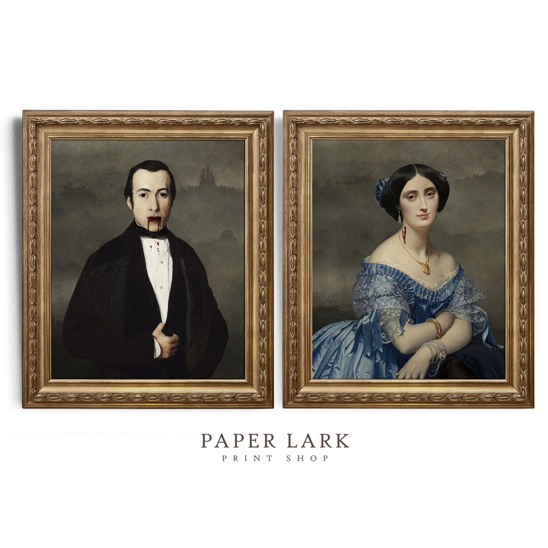 Dracula Vampire Vintage Art Print, Halloween Antique Painting, Spooky ...