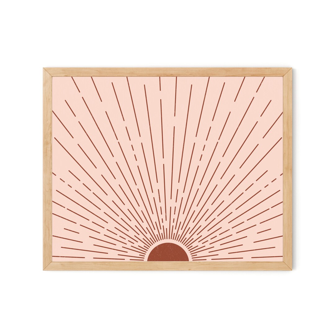 Sun Rays Digital Download, Summer Wall Art, Sunrise, Sunset, Retro ...