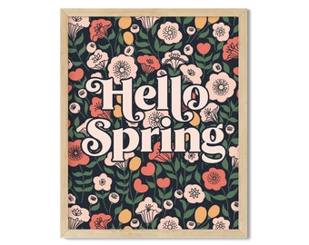 Hello Spring Printable Wall Art, Spring Decor, Spring Flowers Floral ...
