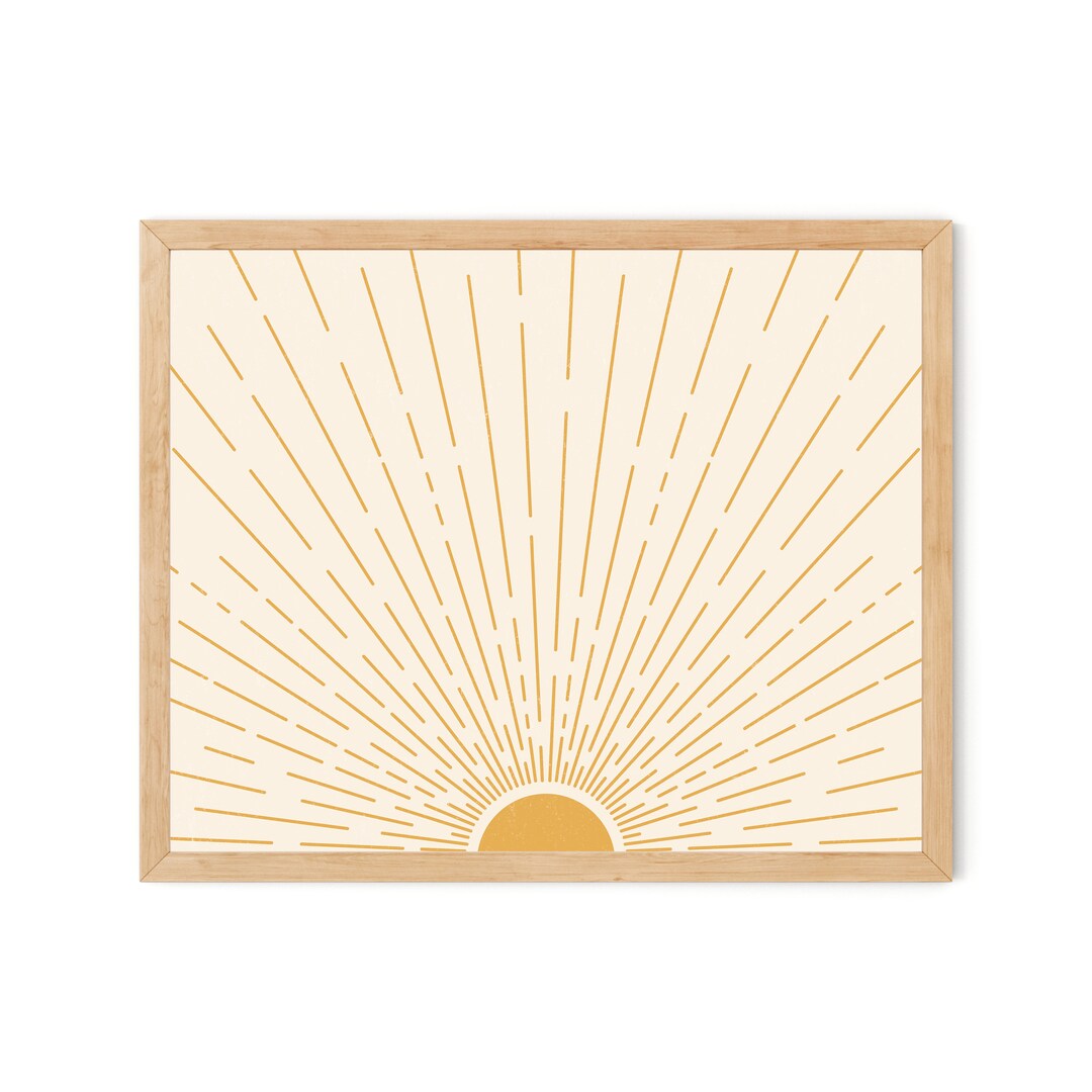Sun Rays Digital Download, Summer Wall Art, Sunrise, Sunset, Retro ...
