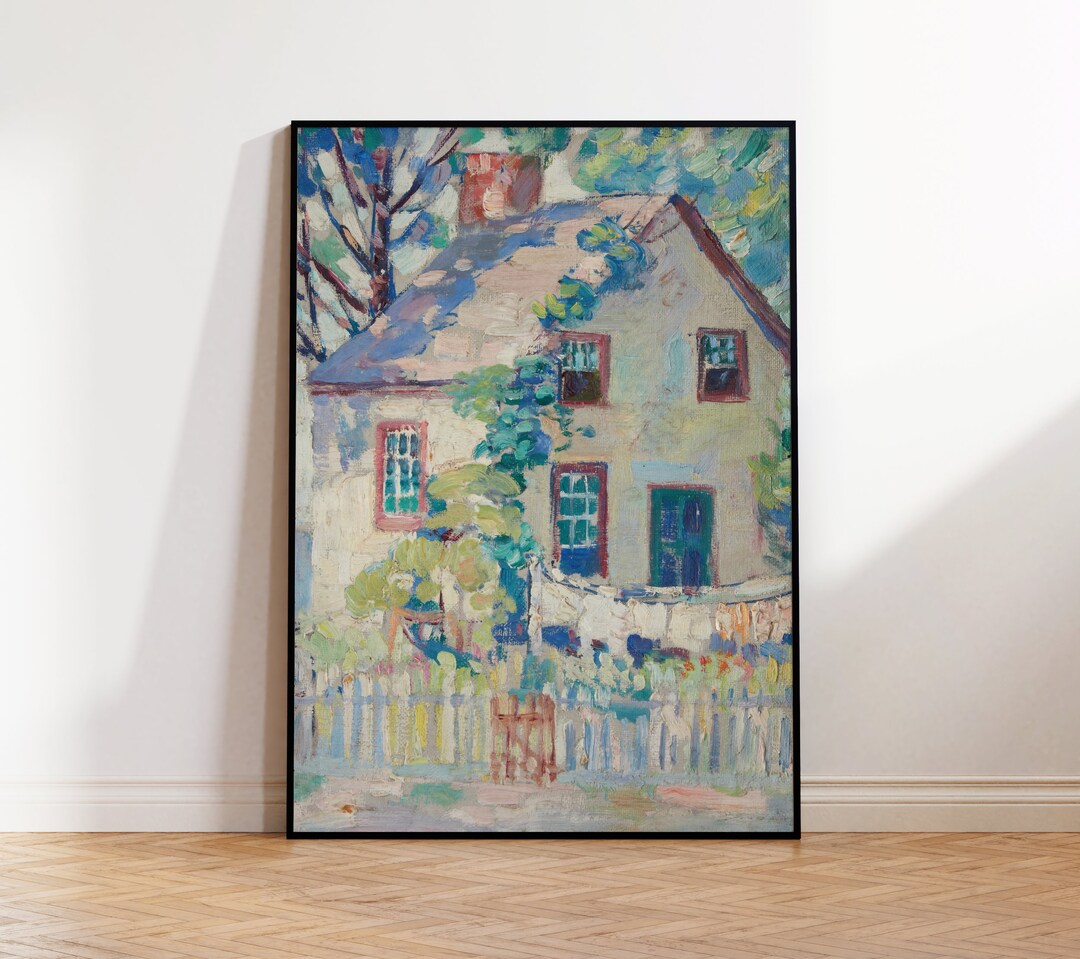 Spring House Painting | Digital Download Wall Art | Spring Summer Home ...