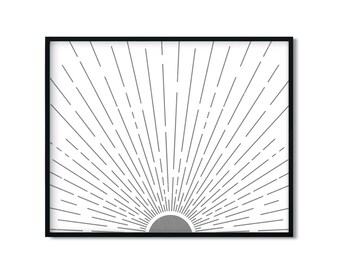 Sun Rays Digital Download Summer Wall Art Sunrise Sunset | Etsy
