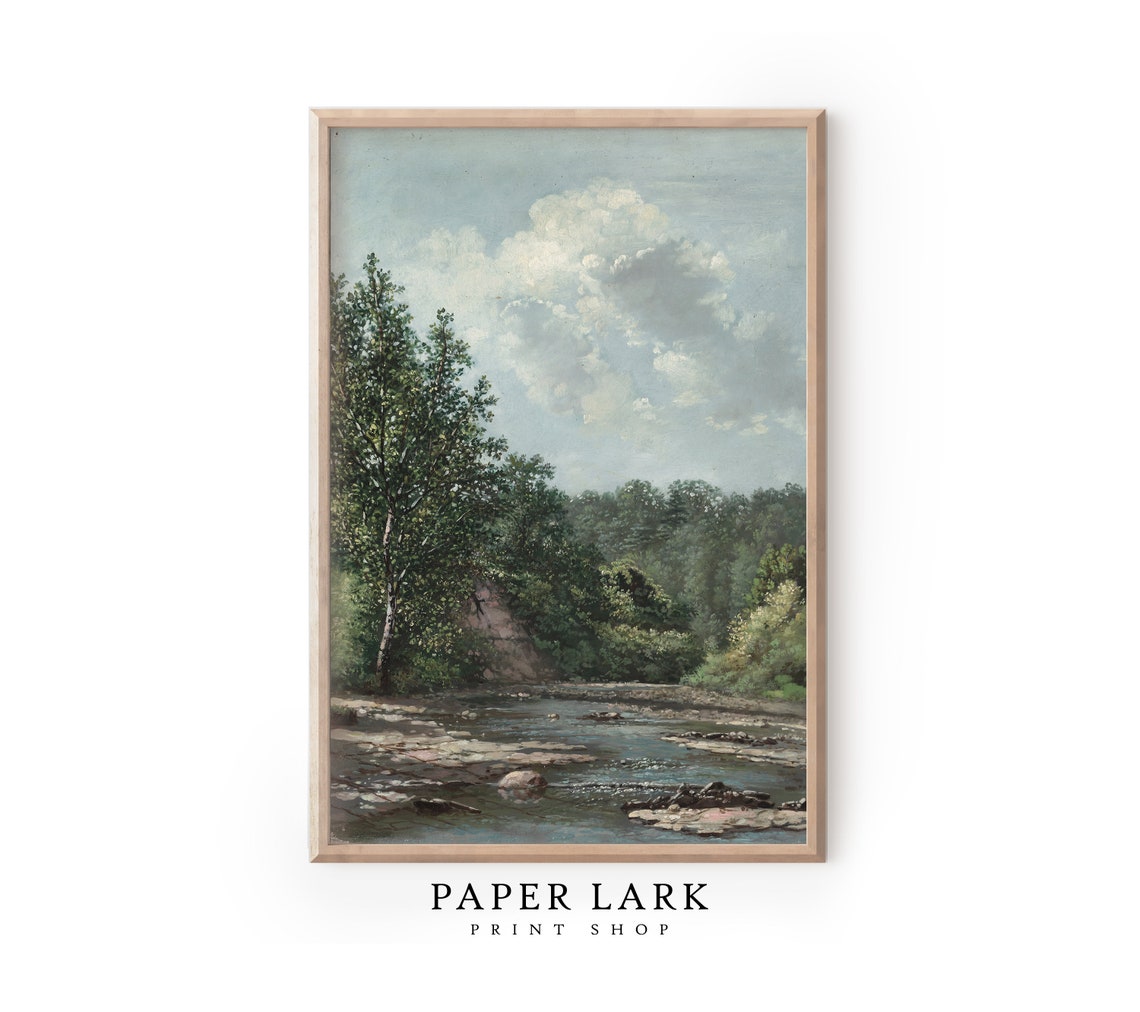 Peaceful River Vintage Art Instant Download Spring Summer - Etsy