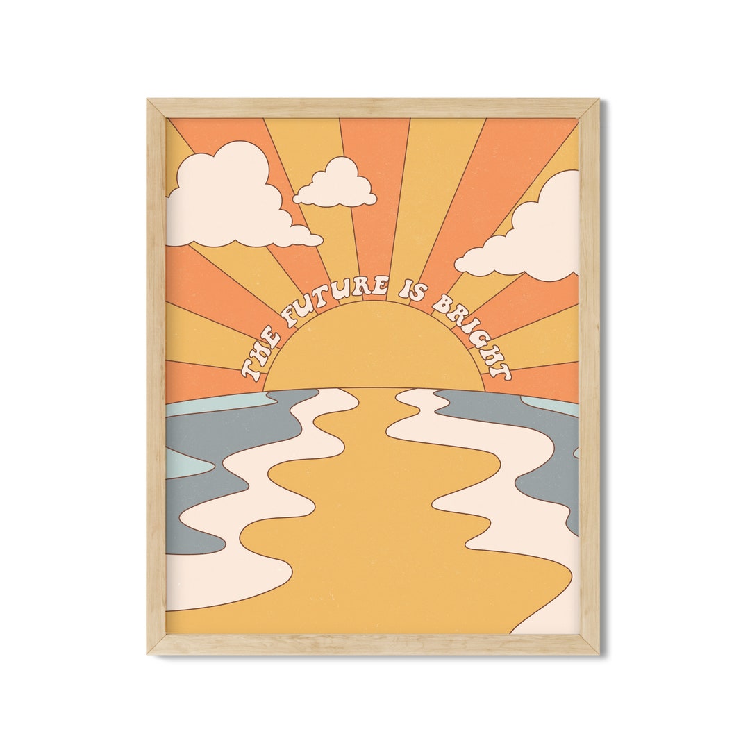 The Future is Bright Digital Download, Sun Rays Spring Summer Wall Art ...
